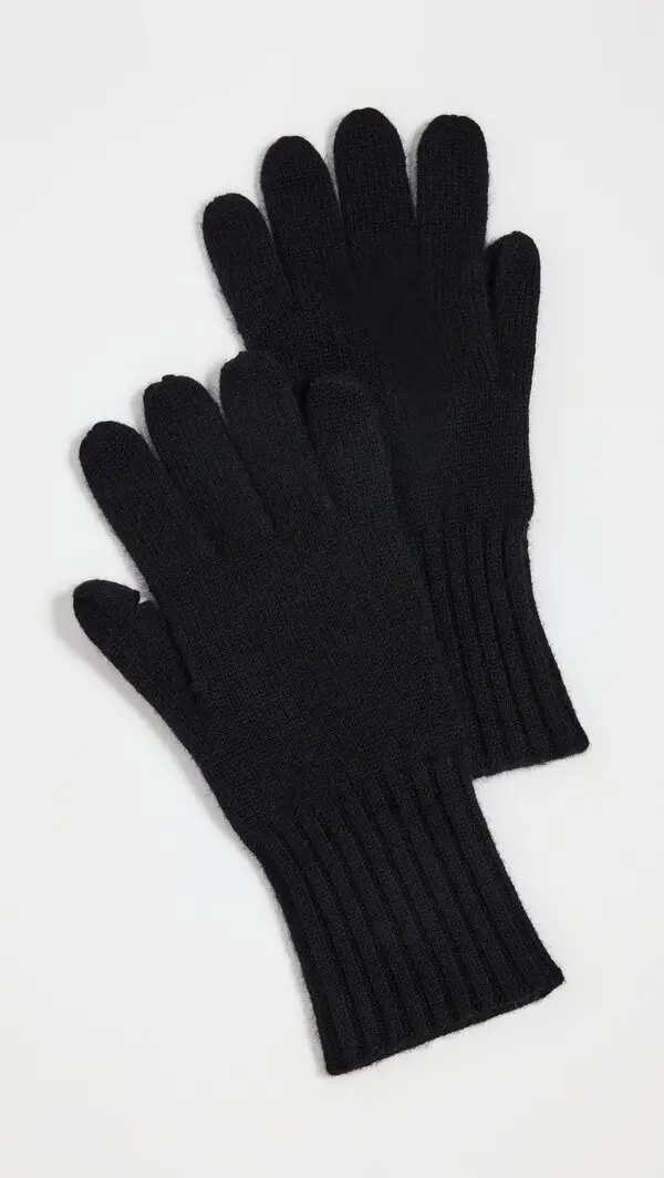Carolina Amato Knitted Cashmere Gloves - Black