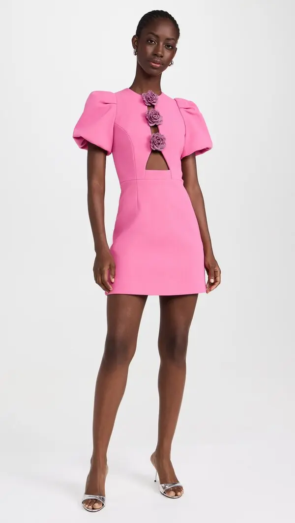 Rebecca Vallance Aubree Flower Mini Dress In Rose - 50% Off