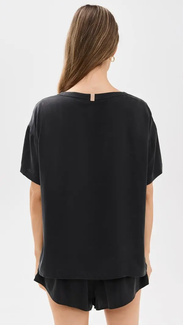 Lunya Washable Silk Tee Short Set - Immersed Black