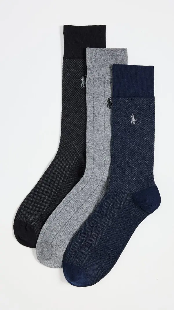 Ralph Lauren Classic Pattern Dress Socks 3 Pack - Nvmul (491)