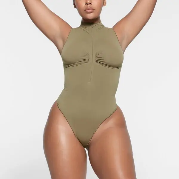 SKIMS Seamless Sculpt Zip Front Sleeveless Thong Bodysuit