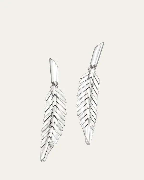 CADAR 18k Feather Drop Earrings, Small - White Gold