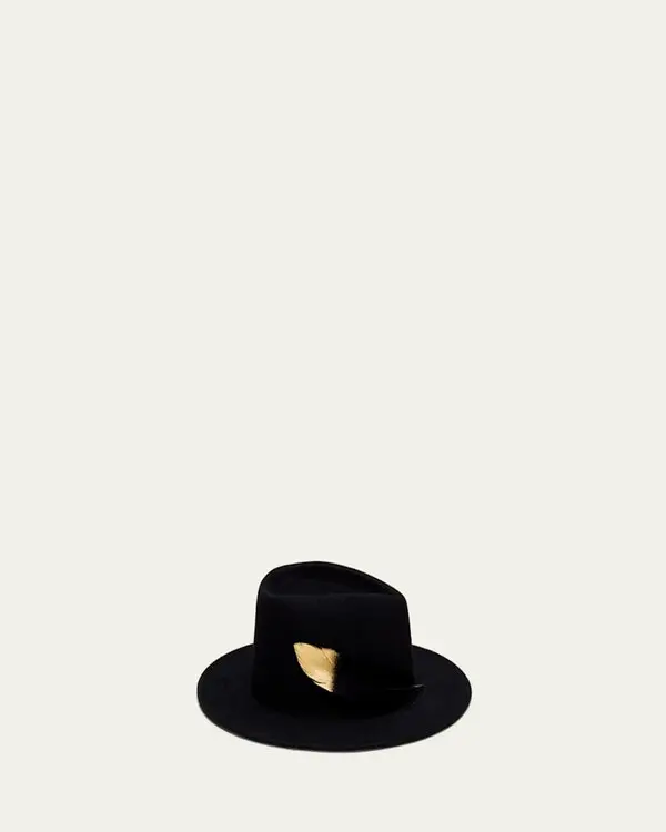 Eugenia Kim Blaine Feather Trim Fedora - Black | Editorialist display picture 3