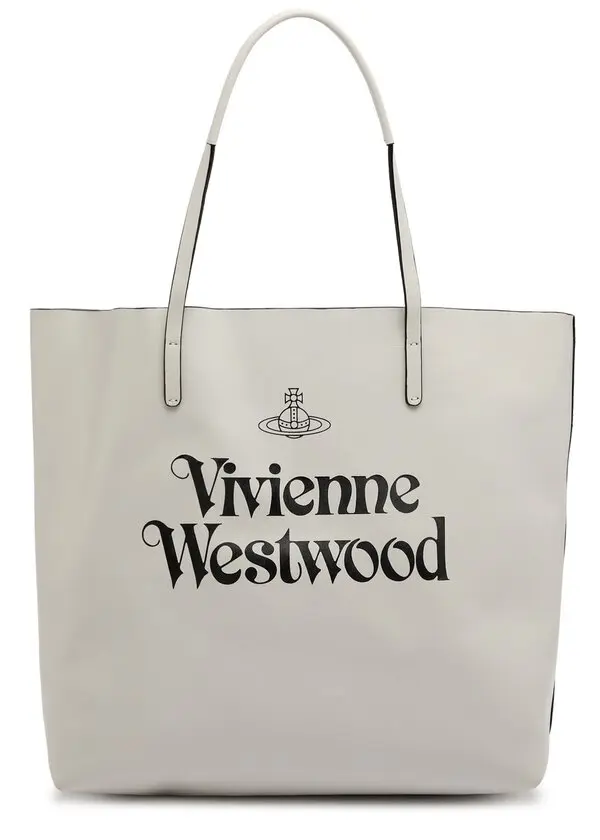 Vivienne Westwood Studio Logo Leather Tote - Grey | Editorialist