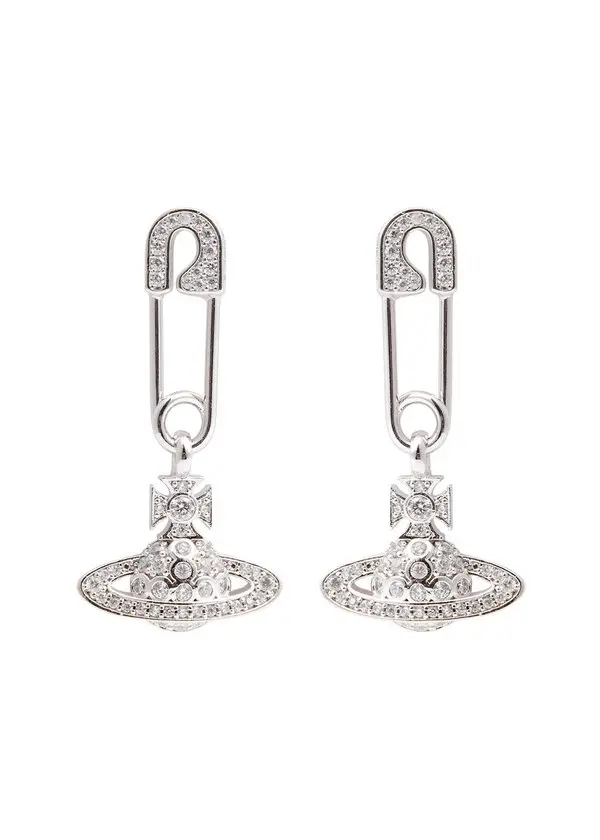 VIVIENNE WESTWOOD Lucrece Safety Pin Drop Earrings - Silver