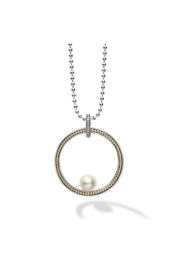 Lagos Luna Circle Pearl Necklace - Gold