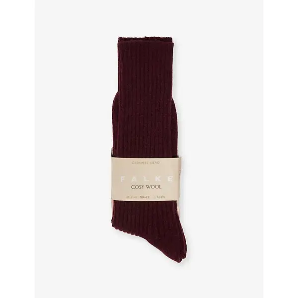 Falke Cosy Wool Ribbed Knit Crew Socks - Barolo