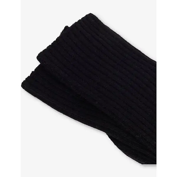 Falke Cosy Wool Ribbed Knit Crew Socks - Black
