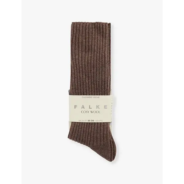 Falke Cosy Wool Ribbed Knit Crew Socks - Porto Mel.