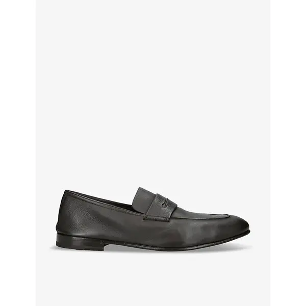 Zegna Leather Penny Loafers - Dark Brown | Editorialist display picture 2