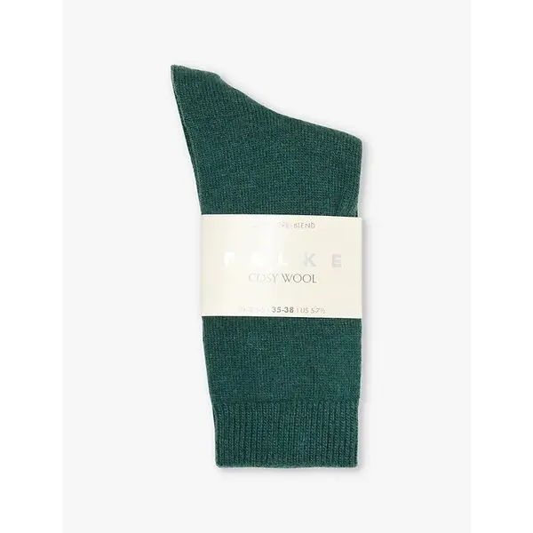 Falke Cosy Wool Brand-print Knit Crew Socks - Hunter Green