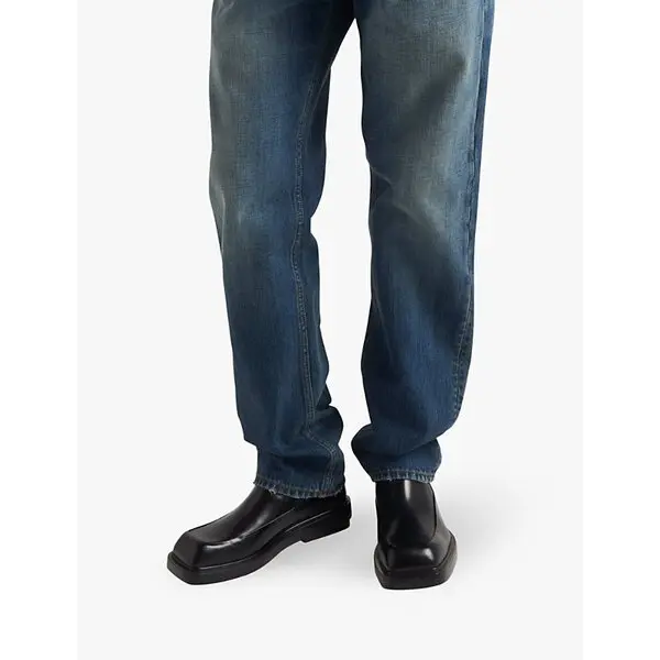 Prada Square-toe Flat Leather Chelsea Boots 11