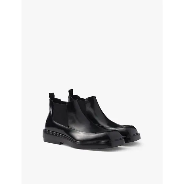 Prada Square-toe Flat Leather Chelsea Boots 11