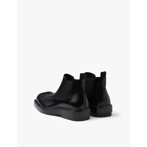 Prada Square-toe Flat Leather Chelsea Boots 11