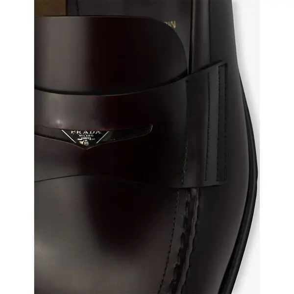 Prada Logo-badge Slip-on Leather Loafers - Burgundy