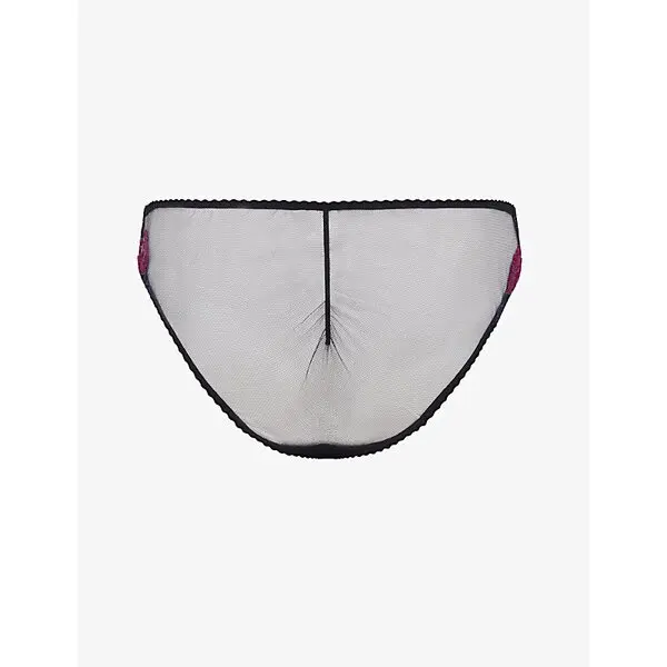 Agent Provocateur Zuri Lace-Embroidered Mid-Rise Woven Briefs In