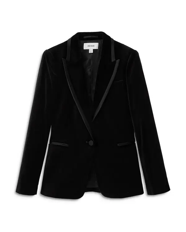 REISS Parisa Velvet Single-breasted Blazer