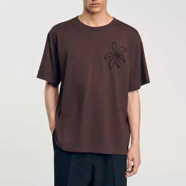 Sandro Oversized Flower T-shirt - Chocolate