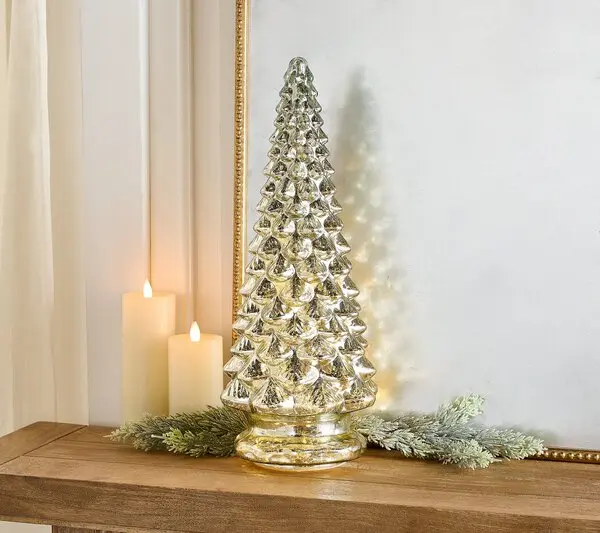 VALERIE PARR HILL As Is 20' Twinkling Mercury Glass Tree Valerie - One-color