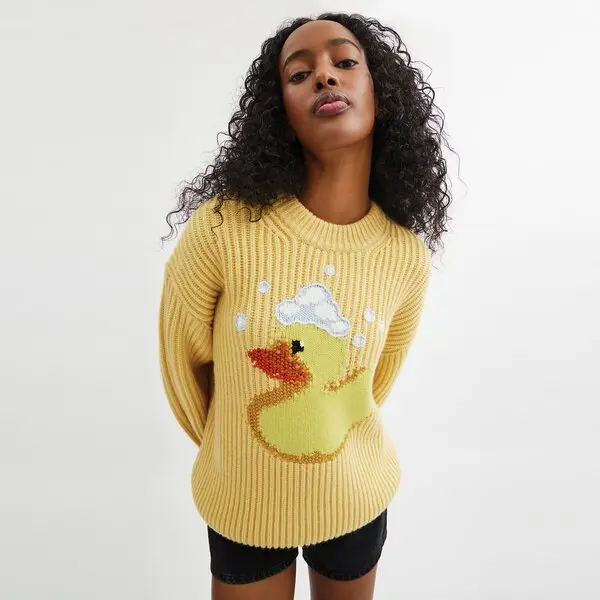 Coach Crewneck Duck Sweater In Recycled Wool - Yellow | Editorialist