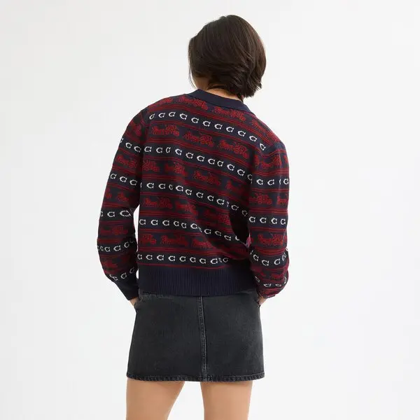 Coach Horse And Carriage Cardigan In Navy/Red - 50% Off | Editorialist