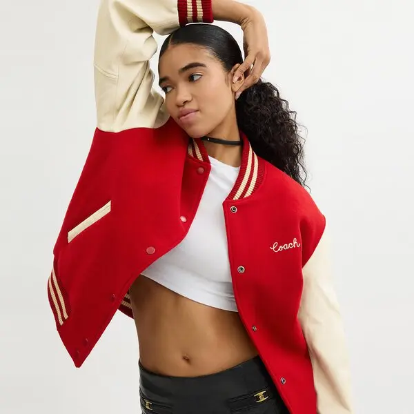 Coach Varsity Jacket In Red - 50% Off | Editorialist