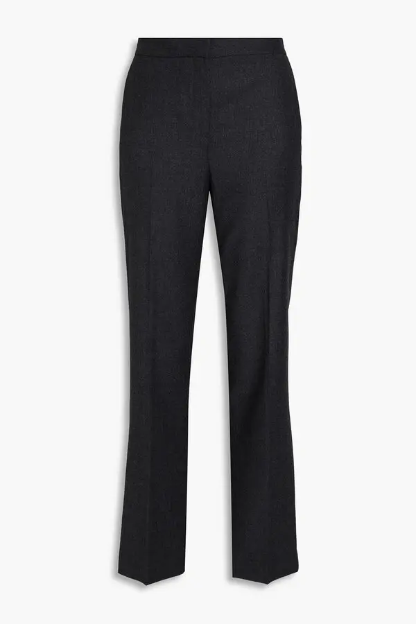Theory Mélange Wool-flannel Straight-leg Pants - Charcoal