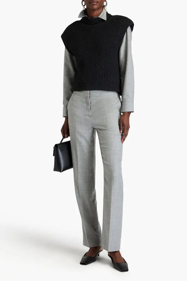 Theory Mélange Wool-flannel Straight-leg Pants