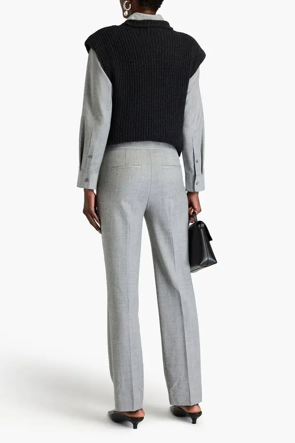 Theory Mélange Wool-flannel Straight-leg Pants