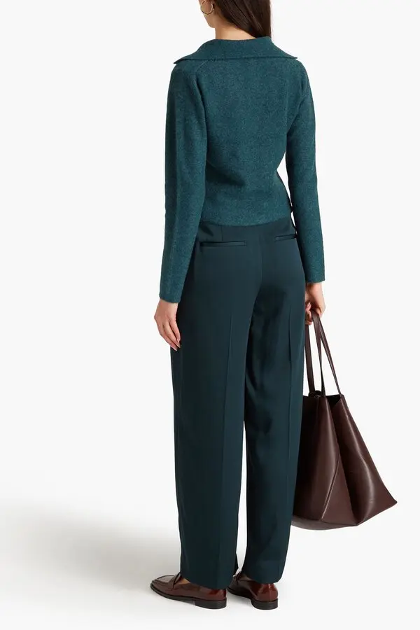 Vince Pleated Twill Wide-leg Pants - Dark Green