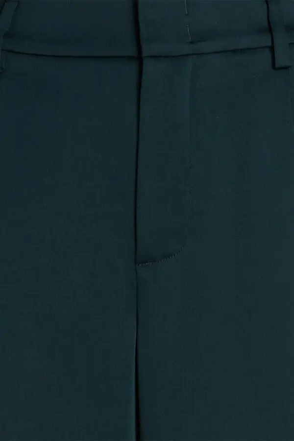 Vince Pleated Twill Wide-leg Pants - Dark Green