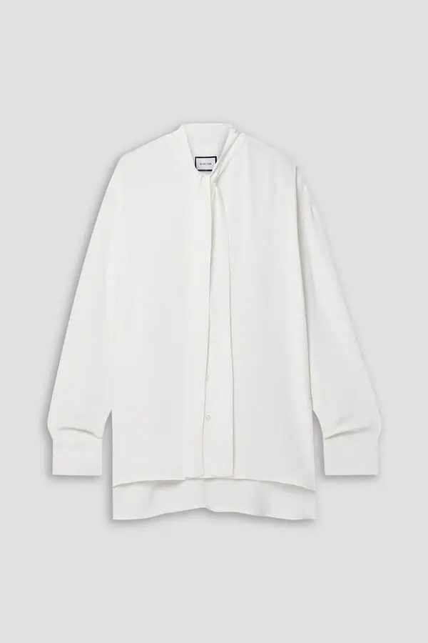 BEARE PARK Oversized Tieneck Silk-crepe Blouse - Ivory