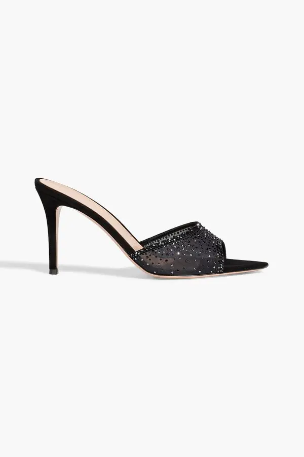 GIANVITO ROSSI Rania 85 Crystal-embellished Mules - Black