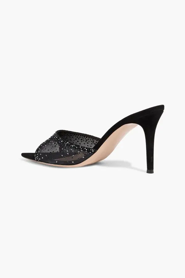 GIANVITO ROSSI Rania 85 Crystal-embellished Organza Mules