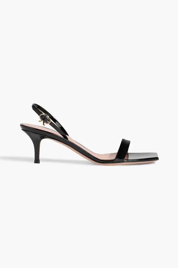 GIANVITO ROSSI Ribbon 55 Patent-leather Slingback Sandals - Black