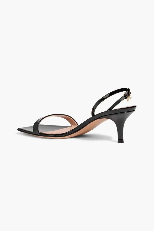 GIANVITO ROSSI Ribbon 55 Patent-leather Slingback Sandals - Black