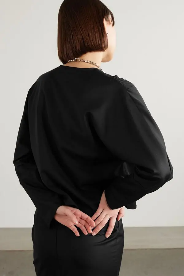 BEARE PARK Gathered Wool Wrap Top