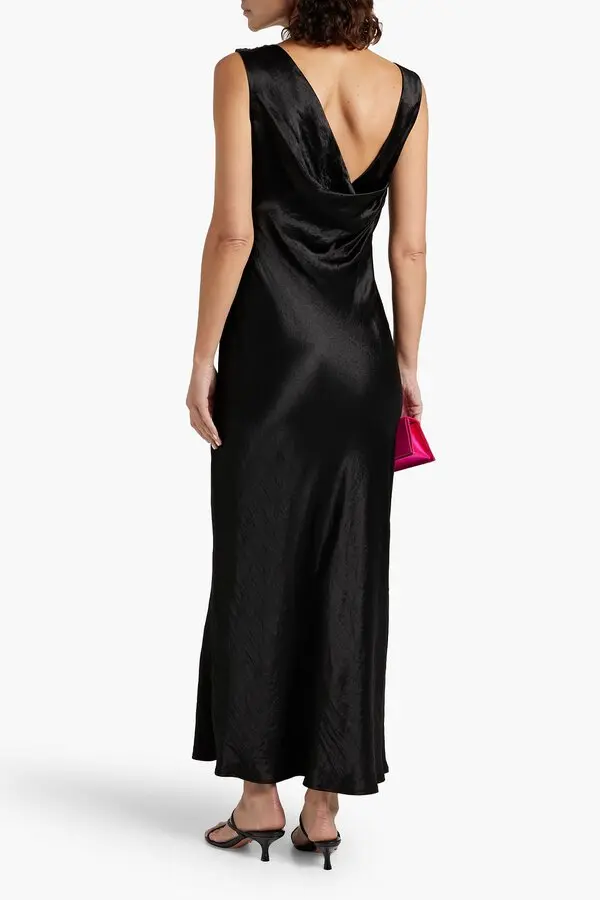 Theory Draped Satin Maxi Dress In Black - 70% Off | Editorialist