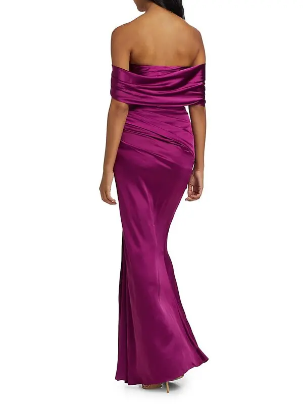 Zuhair Murad Satin Off-shoulder Draped Dress