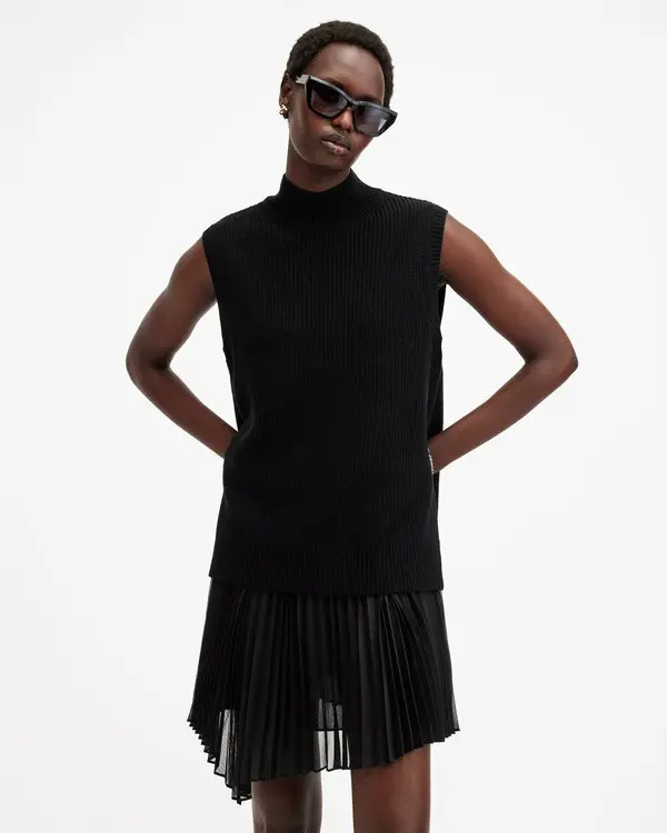 all saints eva metal dress Allsaints Eve 2-In-1 Metallic Mini Dress - Black