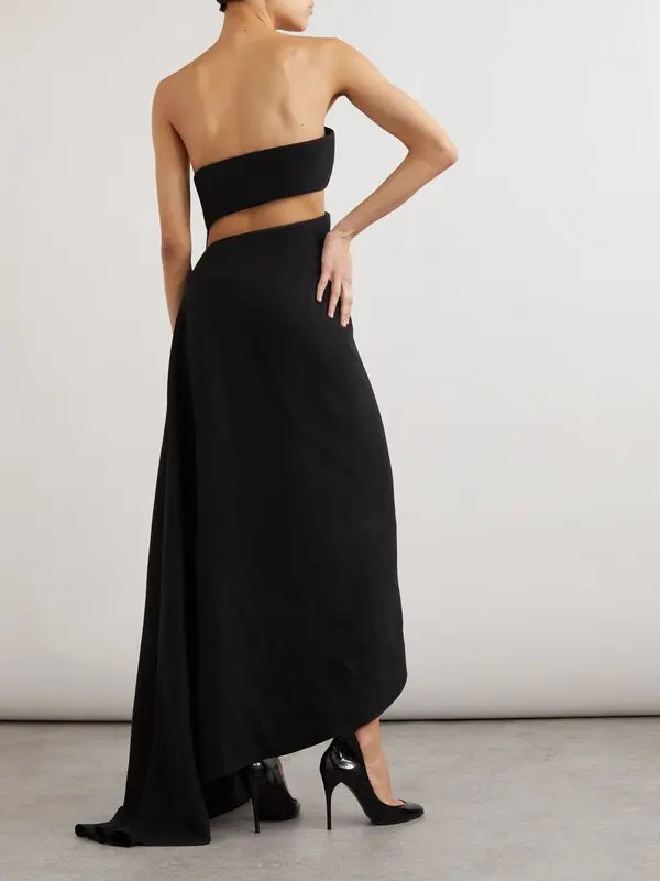 Alaïa Spiral Strapless Bustier Silk And Wool-blend Gown