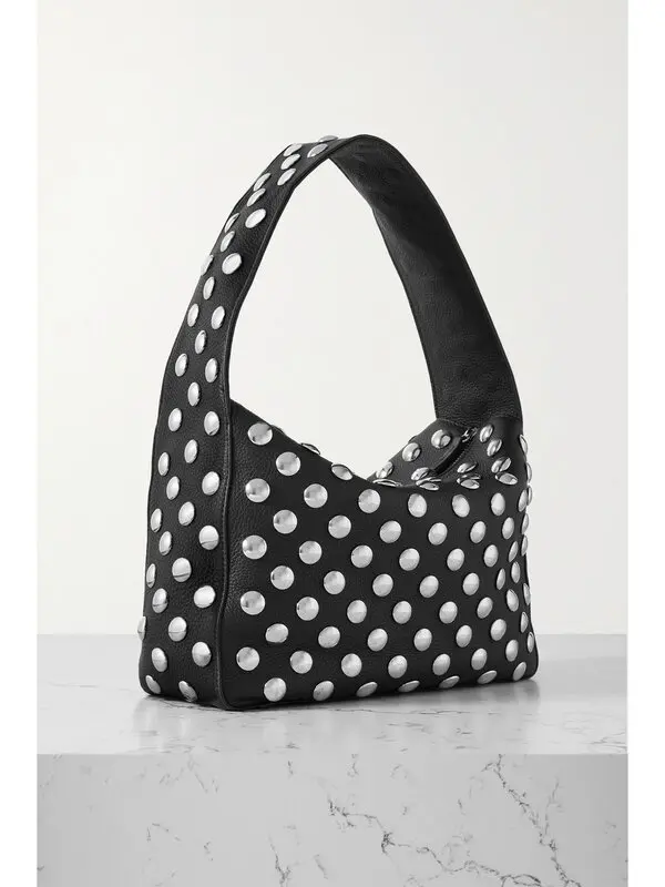 Khaite Elena Studded Textured-leather Shoulder Bag - Black