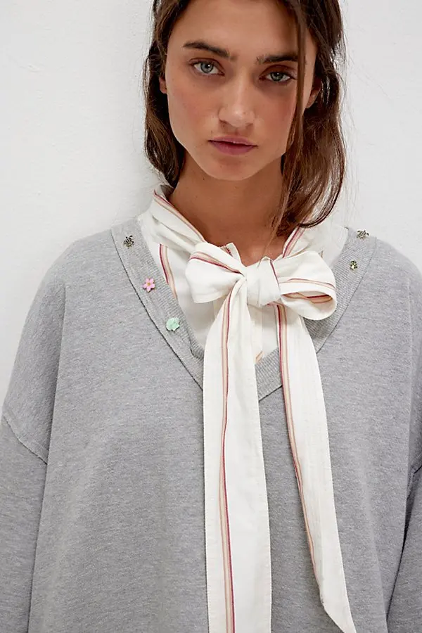Free People We The Free Venice V-neck Sweatshirt - Heather Grey