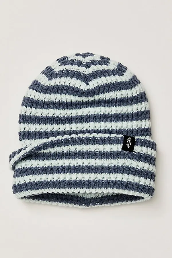 Free People Stripe It Up Cool Down Beanie - Pistachio/slate Combo