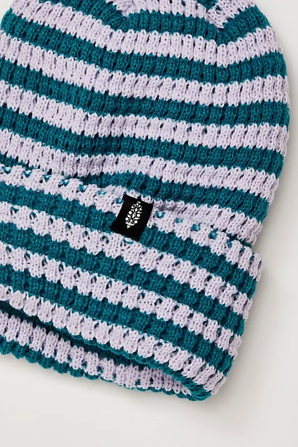 Free People Stripe It Up Cool Down Beanie - Wildberry