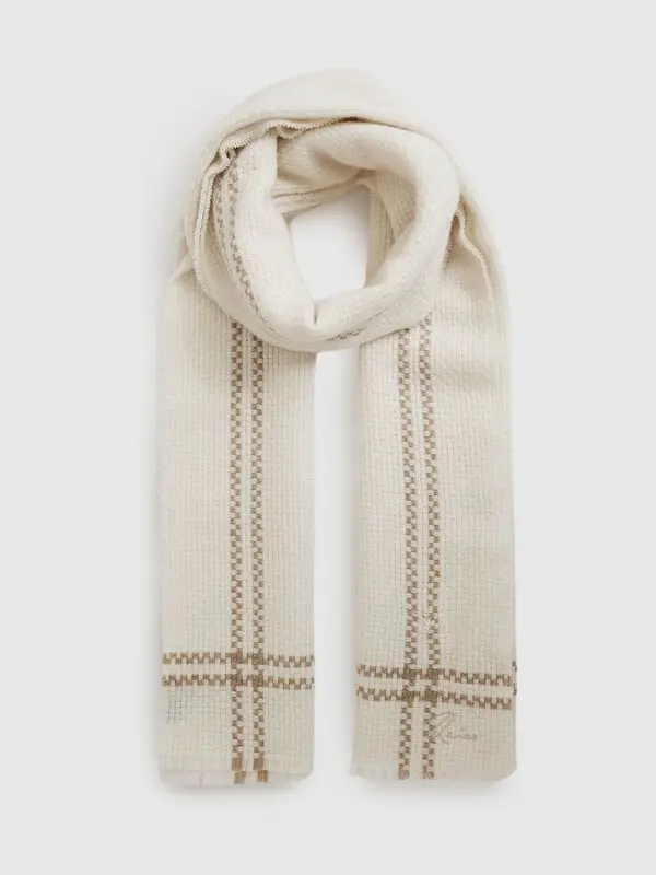REISS Liana Wool-cashmere Fringed Scarf - Cream