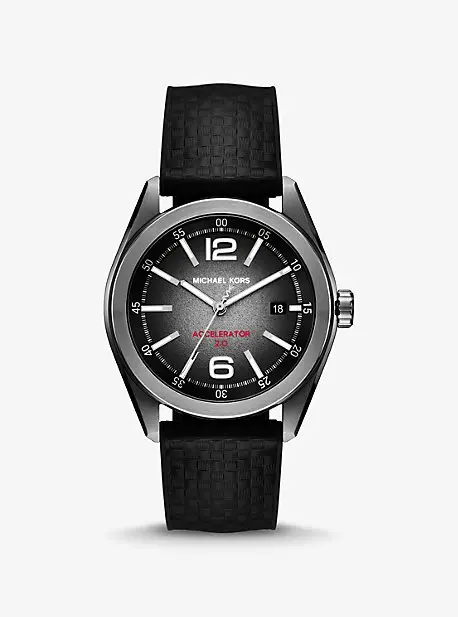 Michael Kors Oversized Accelerator 2.0 Gunmetal And Textured Silicone Watch