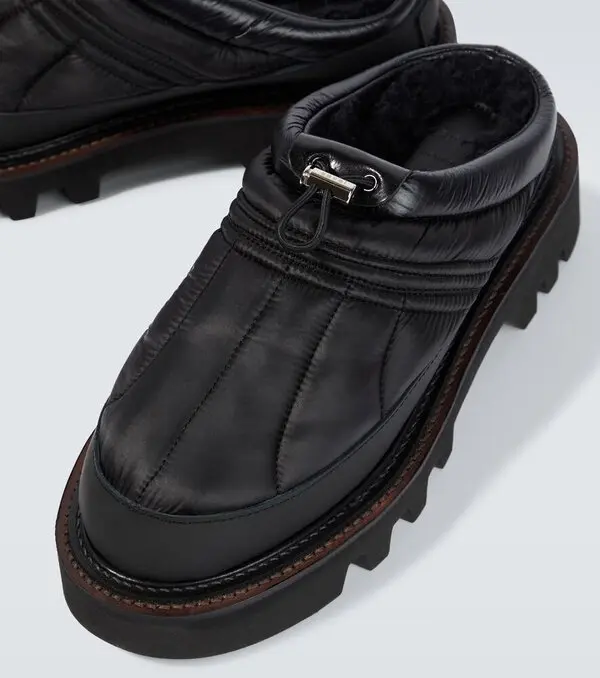 Sacai Padded Slippers With Shearling Lining And Rubber Sole