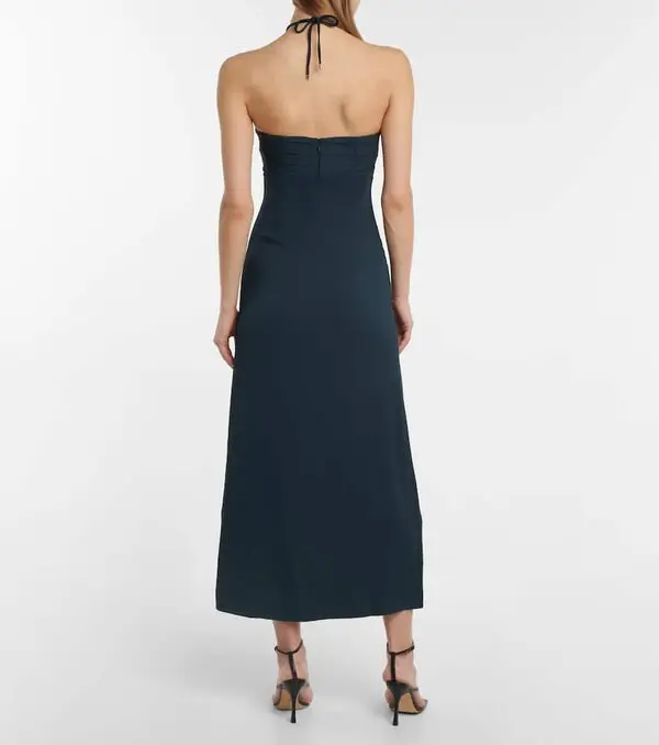 SELF-PORTRAIT Cutout Ruched Halterneck Maxi Dress