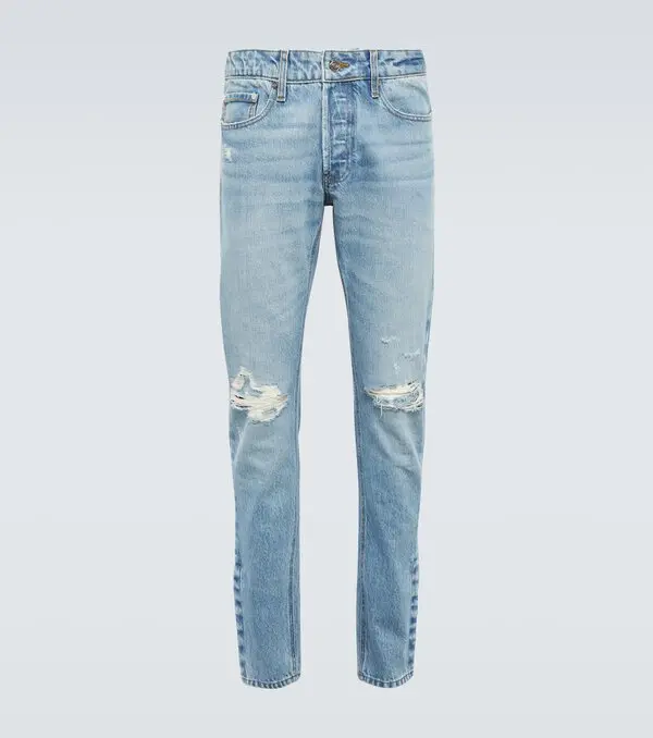 DUE DILIGENCE Slim Fit Distressed Jeans